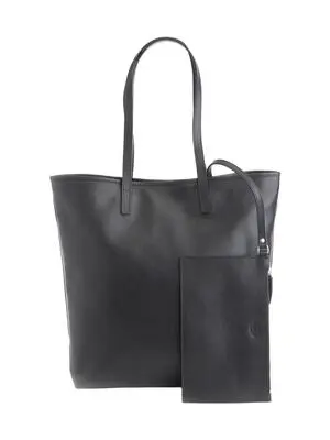 ROYCE NEW YORK Tall Leather Tote Bag With Detachable Wristlet - Black