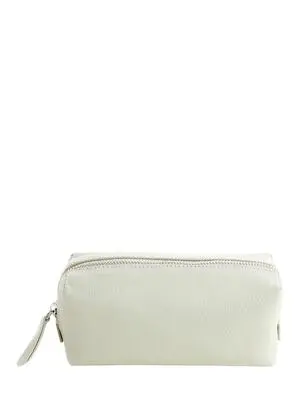 ROYCE NEW YORK ROYCE New York Compact Travel Organizer Bag In Pebble Grain Leather With Zippered Closure Sage