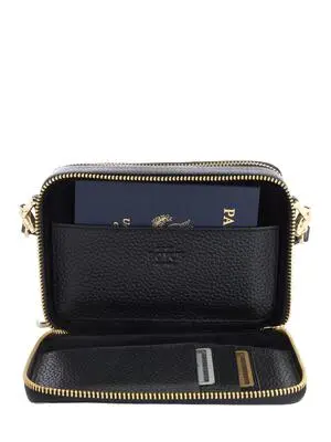 ROYCE NEW YORK Pebble Leather Camera Crossbody Bag - Black