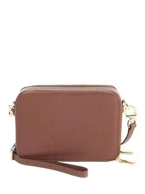 ROYCE NEW YORK Pebble Leather Camera Crossbody Bag - Tan
