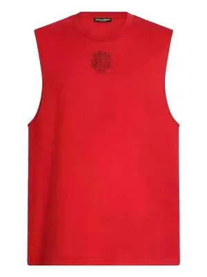 Dolce & Gabbana Cotton Tank Top With Patch - Red