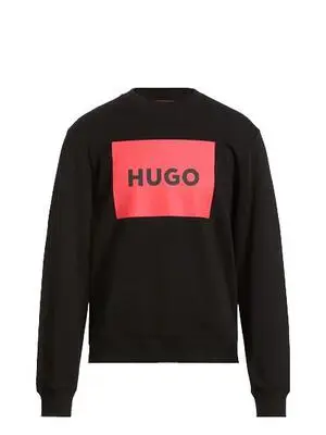 Hugo Cotton Crewneck Sweatshirt With Logo Print - Black