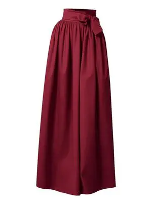 NIKKA PLACE Maxi Cotton Skirt With High Waist And Bow Detail - Red
