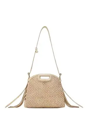 Maje Fringed Crochet-knit Mini Bag - Neutrals