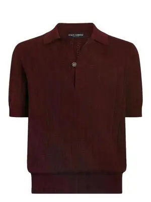 Dolce & Gabbana Openwork Cotton Polo Shirt - Purple