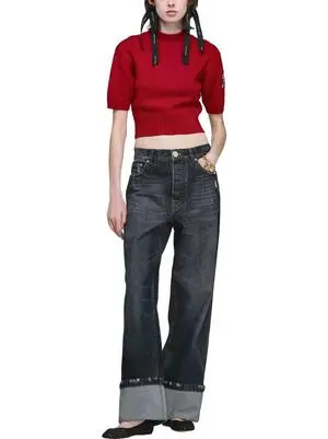 Marc Jacobs Cropped Mock Neck Sweater - Red