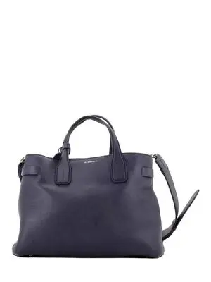 Burberry Banner Leather Medium Tote Bag - Blue