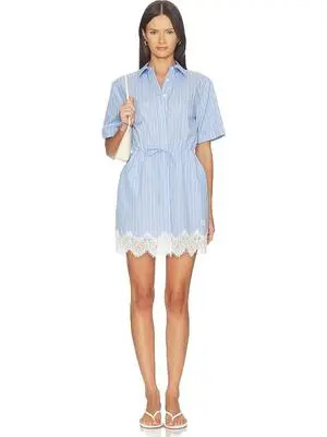 Simkhai Cotton Lace Mini Dress - Oxford Blue Stripe