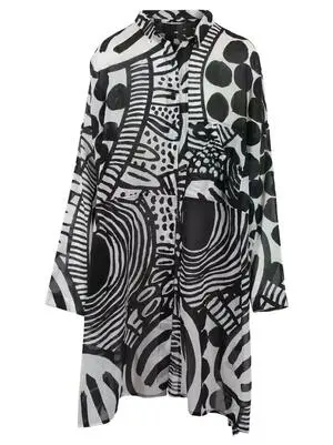 Black Label Abstract Print Shirt Dress - Black