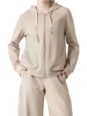 DIMENSIONE DANZA Animal-print Trim Hoodie - Neutrals
