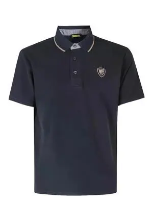 BLAUER. Logo-patch Tipped Polo Shirt - Blue