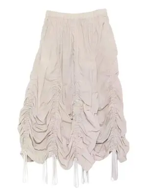 LAUREN MANOOGIAN Ruched Drawstring Skirt - Neutrals