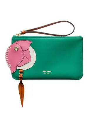 Prada Leather Zipper Pouch - Begonia/mango