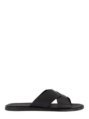 Orlebar Brown Muro Leather Crossover Sandals - Black