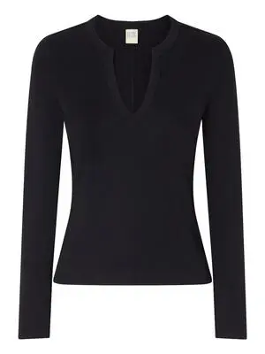 FLORE FLORE Iman Organic Cotton-jersey V-neck T-shirt - Black