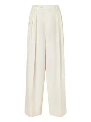 Calvin Klein Alexandra Pleated Wide-leg Wool Pants - Neutrals