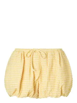 Simkhai Addie Checked Seersucker Bubble Shorts - Orange