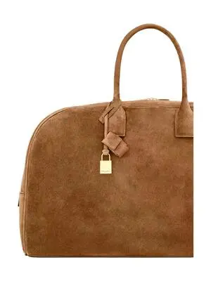Saint Laurent Suede Bowling Duffle Bag - Brown