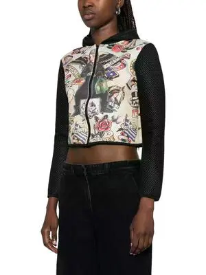 The Artistylist Tattoo-print Cropped Hoodie - Neutrals