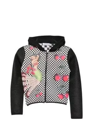 The Artistylist Checkered Mermaid Graphic Jacket - Black