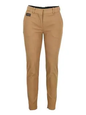 Dolce & Gabbana Beige Twill Logo Patch Trousers - Neutrals
