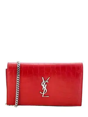 Saint Laurent Monogram Wallet On Chain - Red