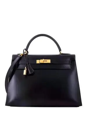 Hermès Kelly Handbag Box Calf With Gold Hardware 32 Satchel - Black