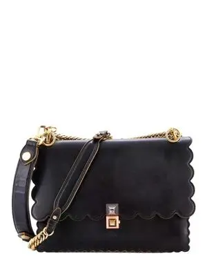Fendi Kan I Leather Medium Shoulder Bag - Black