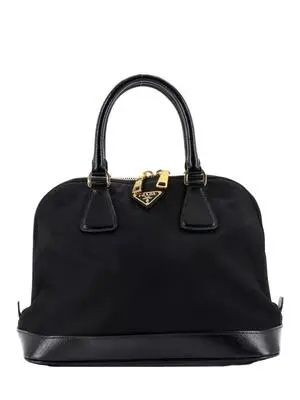 Prada Tessuto And Saffiano Leather Medium Satchel - Black