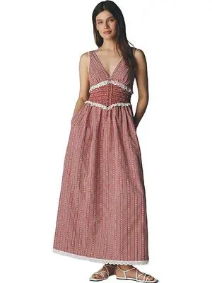 Saylor Karima V-neck Maxi Dress - Red Pattern
