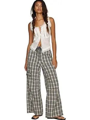 PILCRO Cotton Cargo Pants - Black/white Plaid