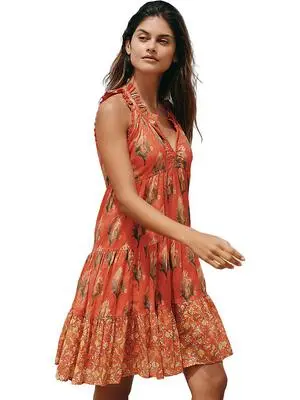 RO'S GARDEN Sofie Sleeveless Mini Dress - Red Pattern