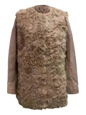 Maje Textured Shearling Coat - Neutrals