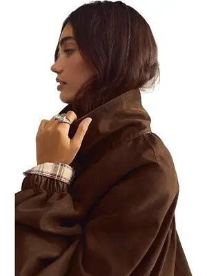 Free People We The Free Chelsea Vegan Suede Funnel-neck Jacket - Brown
