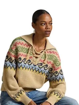 RALPH LAUREN Ralph Lauren Fair Isle Lace-Up Sweater