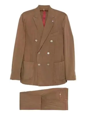 SANTANIELLO Double-breasted Peak-lapels Suit - Brown