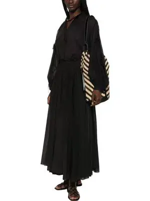 PHILIA LOFT Cut-out Tie-fastening Blouse - Black