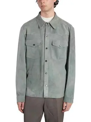 SALVATORE SANTORO Suede Western-style Shirt Jacket - Green