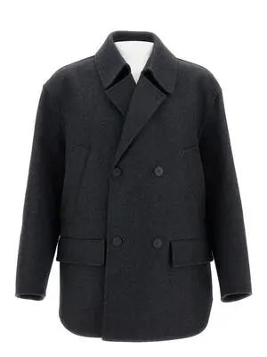 Fendi Double-breasted Oversized Wool Jacket - Blue