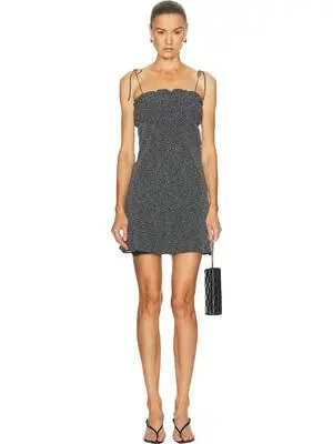 Saint Laurent Crepe Polka Dot Mini Dress - Noir Craie