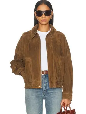 Nour Hammour Dalma Suede Jacket - Bark