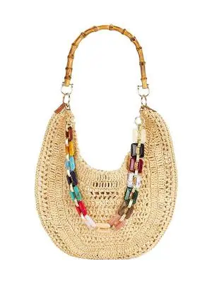 BTB LOS ANGELES Isla Raffia Hobo Bag - Neutral