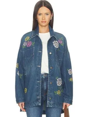Free People X We The Free Embroidered Denim Jacket - Blue