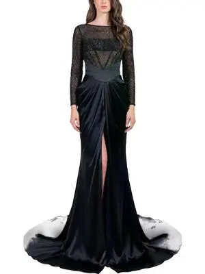 GATTINOLLI BY MARWAN Embroidered Mermaid Dress - Black
