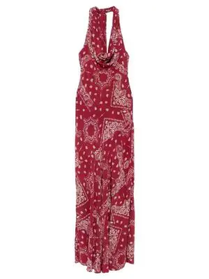 VENUJA Sierra Bandana Print Maxi Dress - Red