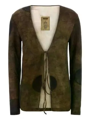 UMA WANG Printed Tie-fastening Cardigan - Brown