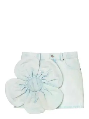 Marc Jacobs Daisy Appliqué Denim Skirt - Blue