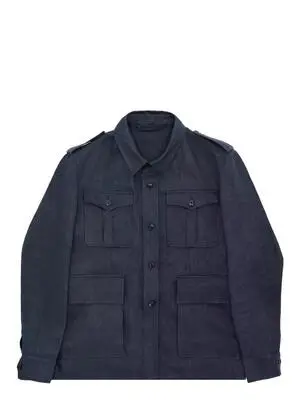 FORTELA Owen Linen Safari Shirt Jacket - Blue