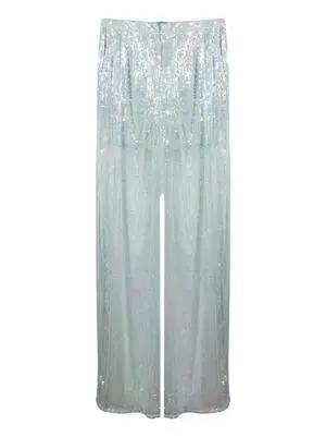 TWENTY FOURHAITCH Sequin Embellished Satin Detail Trousers - Blue