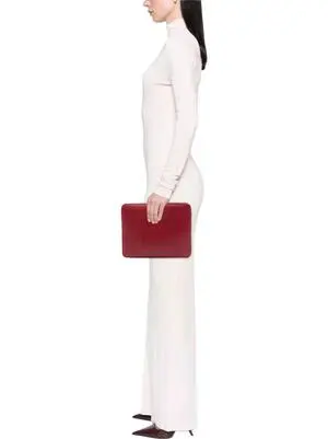 Prada Saffiano Leather Zip Around Ipad Case Clutch - Red
